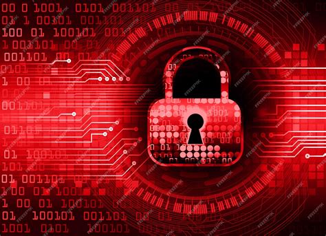 premium vector a red and black background with a padlock and a binary