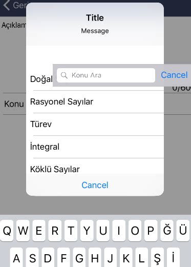 Swift Ios Uisearchcontroller Inside Uitableview Inside Uialertcontroller Searchbar In