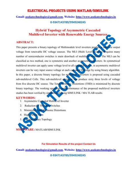 Hybrid Topology Of Asymmetric Cascaded Multilevel Inverter With