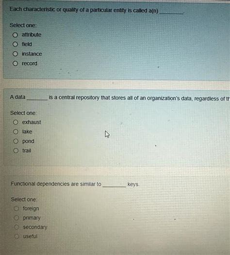 Each Characteristic Or Quality Of A Particular Entity