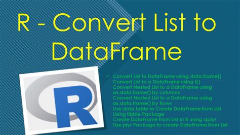 Convert List To DataFrame In R Spark By Examples