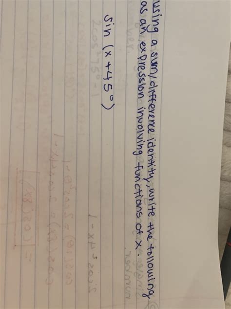 solved using a sum difference identity write the following