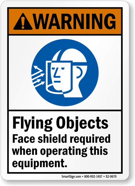Flying Objects Faceshield Required Operating Equipment Sign Sku S2