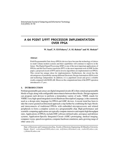 Pdf A 64 Point Ifft Processor Implementation Over Fpga