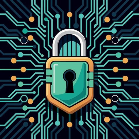 Lock Pad On Dark Black Computer Circuit Board With Solder Safety And