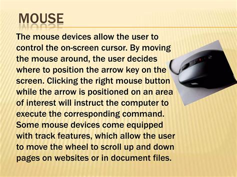 Input Devices Showing Their Features PPT