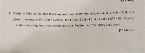 Solved Design A Bit Comparator That Compares Two Binary Chegg