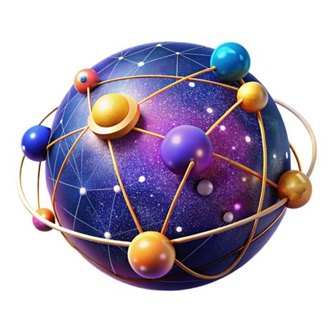 Serene Vintage Celestial Network Interconnected Planets Premium