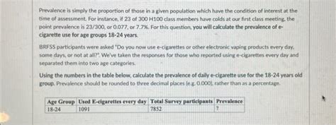 Solved Prevalence Is Simply The Proportion Of Those In A Chegg