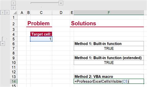 How To Check If Cell Is Visible Three Different Excel Formulas