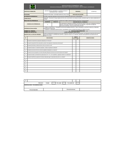 Lista De Chequeo Efw Cs Lv 4xlsx Efw Cs Level 4 Rap 1 Pdf