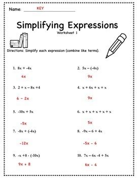 Simplifying Algebraic Expressions Activity Distribute Combine Like Term