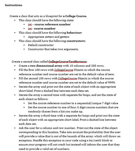 Solved Create A Class That Acts As A Blueprint For A College