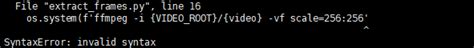 execute the extract frames py ：syntaxerror invalid syntax · issue 76