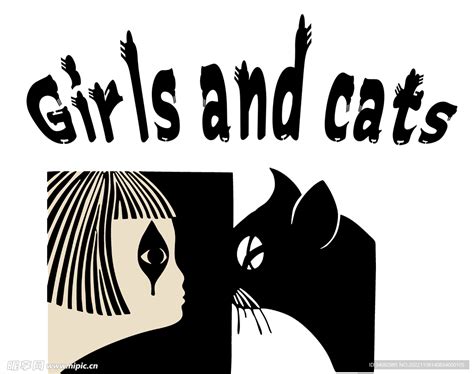 猫和女孩设计图 图片素材 其他 设计图库 昵图网
