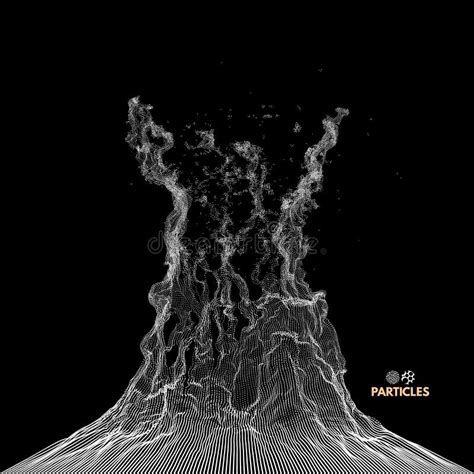 Array With Dynamic Emitted Particles Water Splash Imitation Abstract