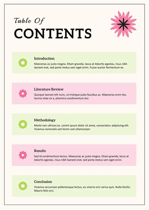 Free Customizable Table Of Contents Templates Highfile