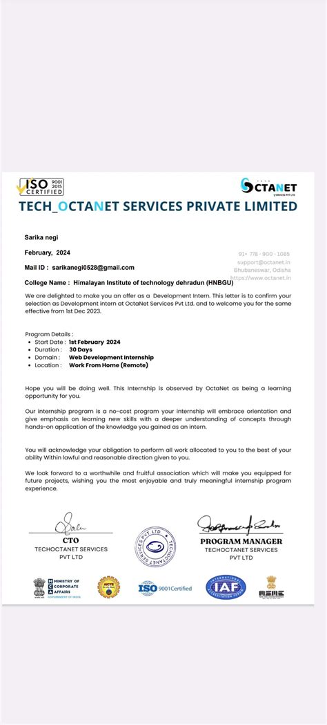 sarika negi on linkedin octanet octanetinternship intern2024
