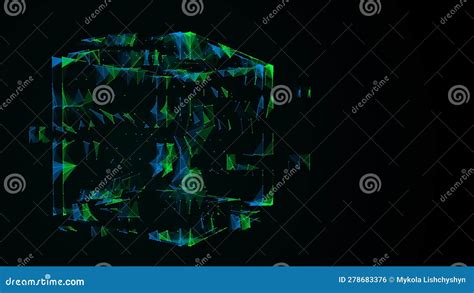 Vector Futuristic Cube Of Particles And Lines Network Connection Big Data Abstract Technology