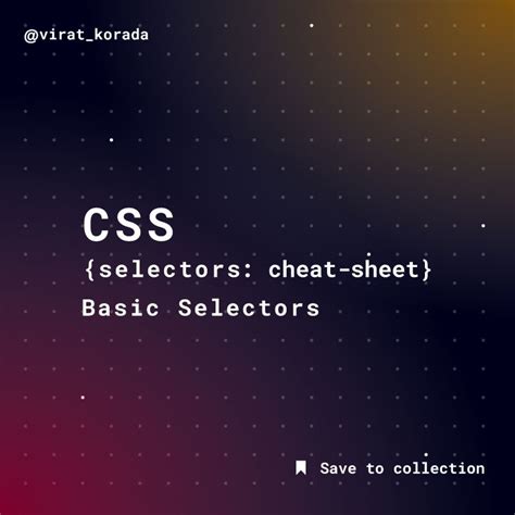 Css Selectors Cheatsheet Basic Selectors Virat K