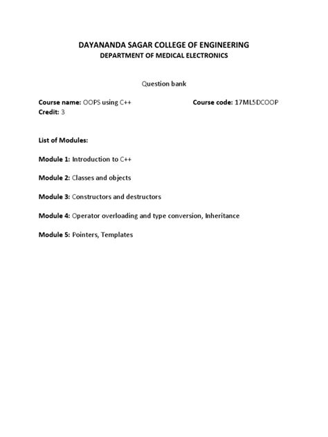 C Question Bank Pdf Constructor Object Oriented Programming