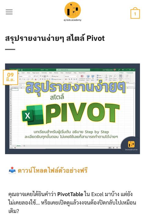 วิศวกรสร้างภาพ สรุปรายงานง่ายๆ สไตล์ Pivot บทเรียนเวปไซต์ ลิ้งค์บทเรียนในคอมเมนต์นะครับ