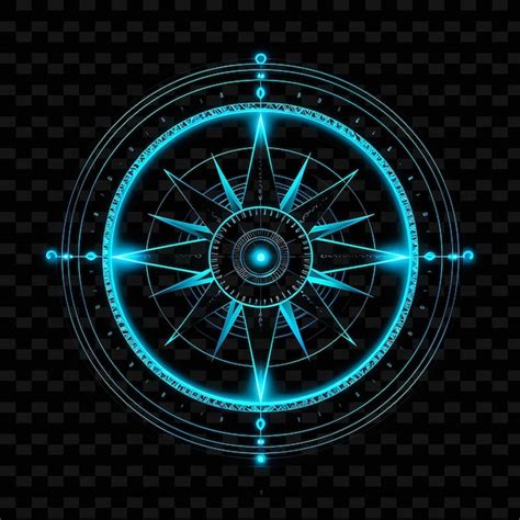 Premium Psd Globe Aqua Blue Circular Neon Lines Compass Decorations Circ Png Y2k Shapes