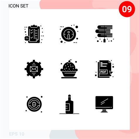 Solid Glyph Pack Of 9 Universal Symbols Of Mail Email Book Contact Laws