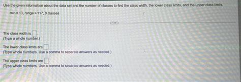 solved use the given information about the data set and the