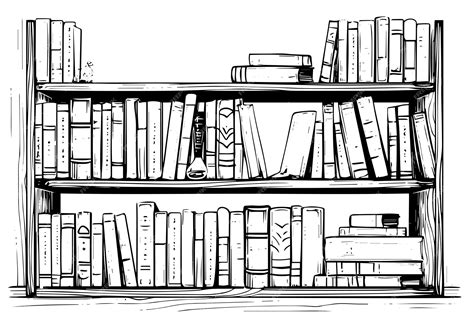 Premium Vector Bookshelf Hand Drawn Ink Sketch Engraved Style Vintage Vector Illustration