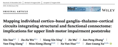 徐建光教授团队揭示皮质 基底节 丘脑 皮质神经环路受损影响脑卒中患者上肢运动功能恢复的机制