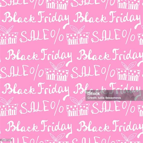 비문 판매 선물 및 퍼센트 표지판이있는 벡터 원활한 패턴 블랙 프라이데이 할인 상업 및 특별 행사의 주제에 손으로 그린 배경과 질감 필기 배경 가격에 대한 스톡 벡터 아트