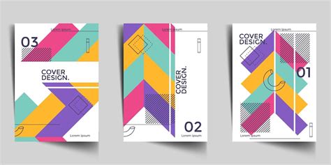 기하학적 배경 디자인 포스터 세트 추상 그래픽 패턴 수직 개념 배너 장식 모자이크 레이아웃 비즈니스 프레 젠 테이 션 책 표지 벡터 일러스트 레이 션 무료 벡터