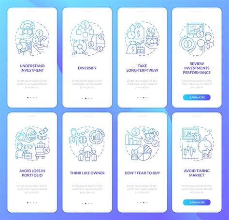 Premium Vector Rules Of Investing Blue Gradient Onboarding Mobile App