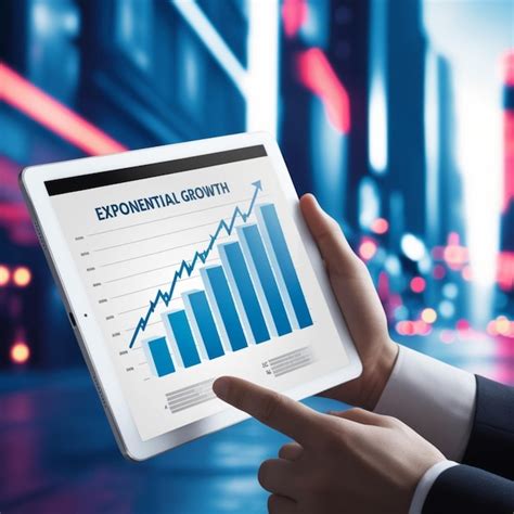 A Tablet Displaying A Dynamic Graph Illustrating Exponential Growth Premium Ai Generated Image