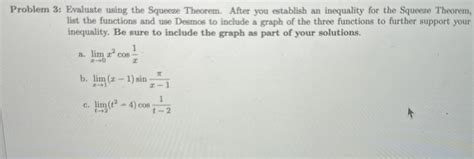 solved problem 3 evaluate using the squeeze theorem after