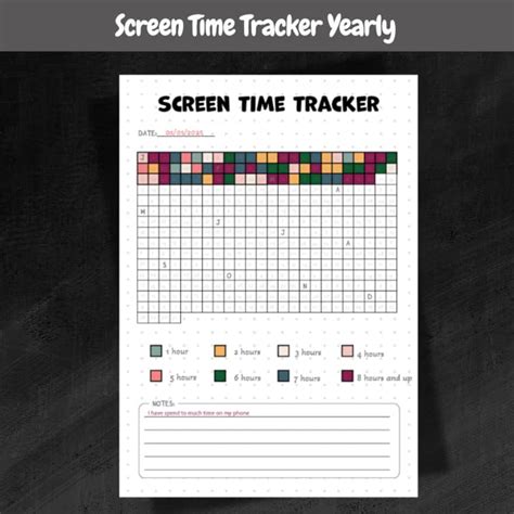Printable Screen Time Habit Tracker Phone Tracker Screen Time Log