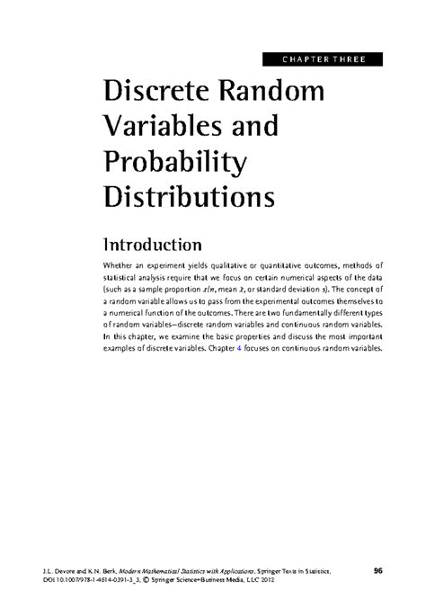 Math Stas Chapter 3 C H A P T E R T H R E E Discrete Random Variables