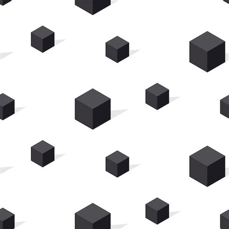 Black And White Concept Seamless Pattern Abstract Cube Premium Vector
