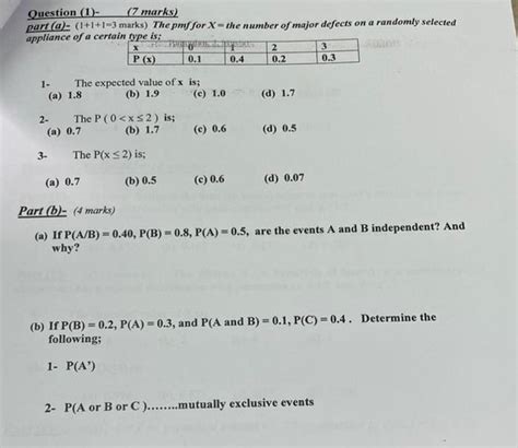 solved question 1 7 marks part a 1 1 1 3 marks