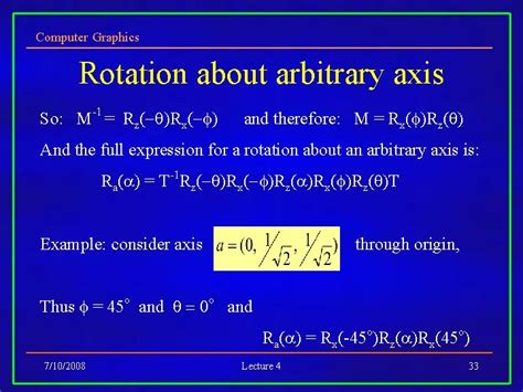Computer Graphics Lecture 4 Geometry Transformations Computer Graphics