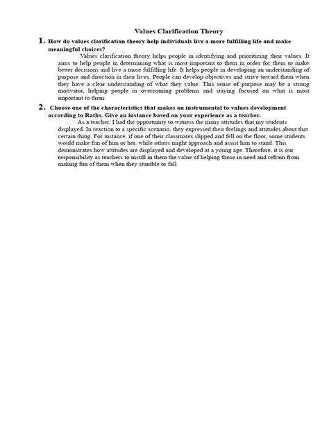 Values Clarification Theory Pdf