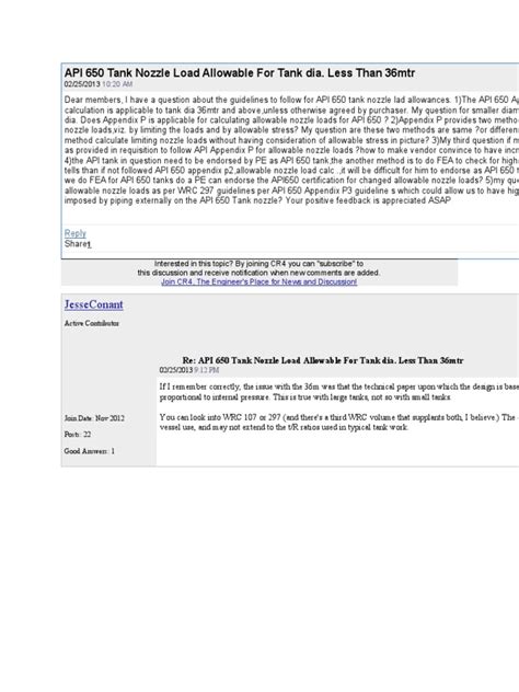 Api 650 Tank Nozzle Load Allowable For Tank Dia Pdf