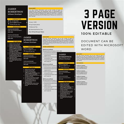 Software Developer Cv Template Modern Template In Word Creative Resume Sample Professional Cv