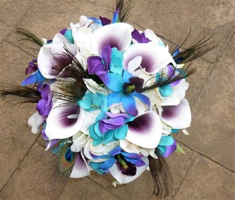 Ivory Hydrangea Picasso Calla Lily Bridal Bouquet With Galaxy Etsy