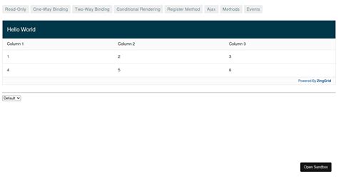 Zinggrid Examples CodeSandbox