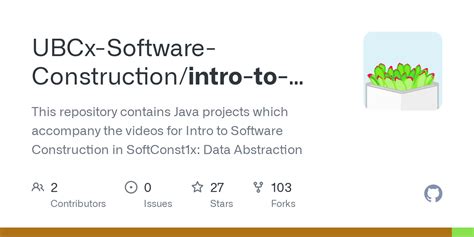 Github Ubcx Software Constructionintro To Softconst Lecture Starters