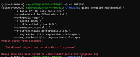 qiime songbird multinomial data frame error · issue 166 · biocore