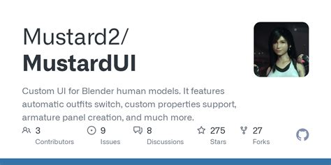 Github Mustard2 Mustardui Custom Ui For Blender Human Models It Features Automatic Outfits