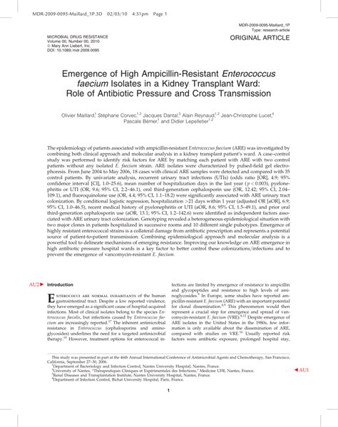 Pdf Emergence Of High Ampicillin Resistant Enterococcus Faecium